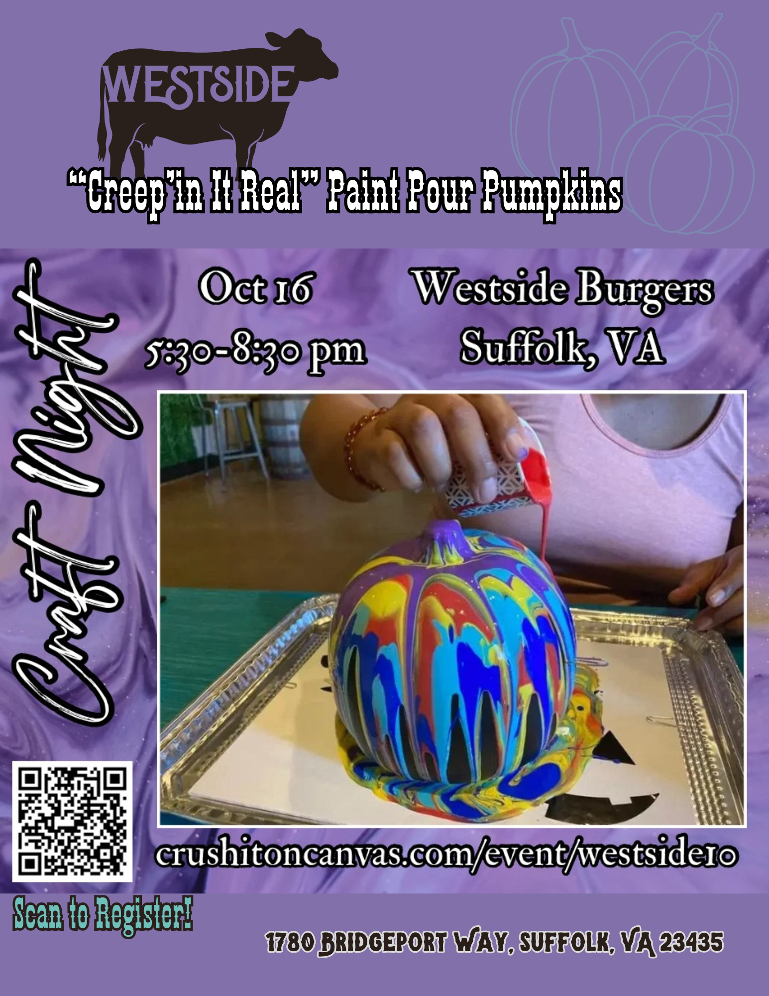 "Creep'in It Real" Paint Pour Pumpkins at Westside | Events ...